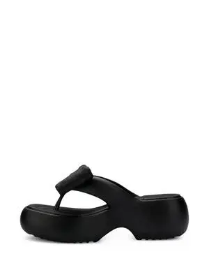Melissa Fuzzy Platform Sandals With Bow Detail - Black
