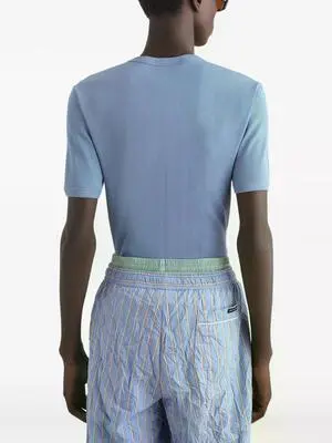 Dolce & Gabbana Cotton Serafino T-shirt With Print - Blue
