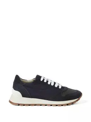 Brunello Cucinelli Lace-up Sneakers With Monili Embellishment - Blue