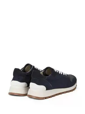 Brunello Cucinelli Lace-up Sneakers With Monili Embellishment - Blue