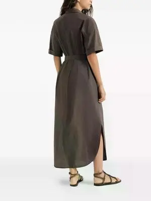 Brunello Cucinelli Short Sleeve Midi Dress With Belt