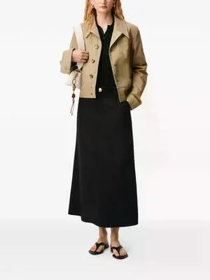 AMI Paris Blended Linen Trapeze Skirt - Black