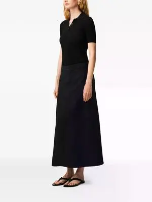 AMI Paris Blended Linen Trapeze Skirt - Black