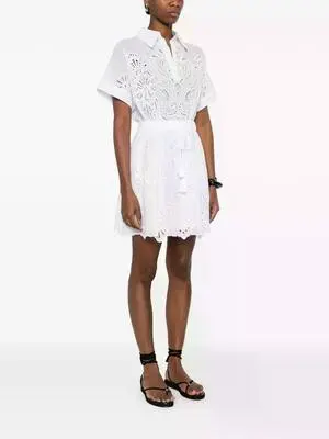 ERMANNO FIRENZE Eyelet Drawstring Dress - White
