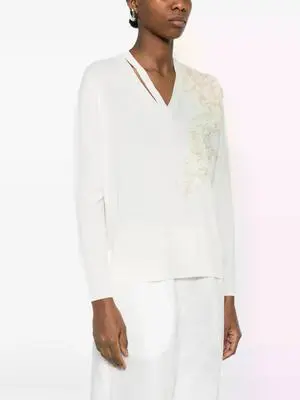 ERMANNO FIRENZE Appliqué V-neck Sweater