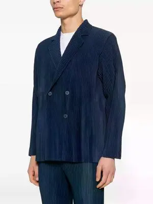 Issey Miyake Pleated Double-breasted Jacket