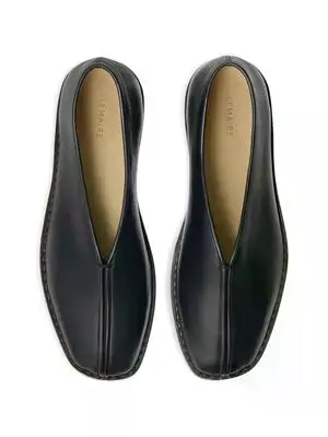 LEMAIRE Flat Piped Slippers In Leather - Black