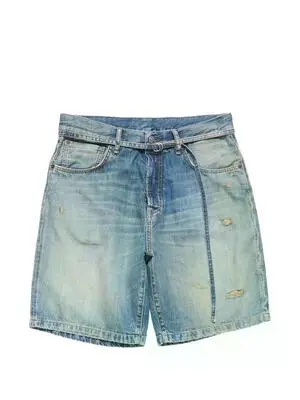 Acne Studios Belted Distressed Denim Shorts
