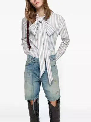 Acne Studios Belted Distressed Denim Shorts