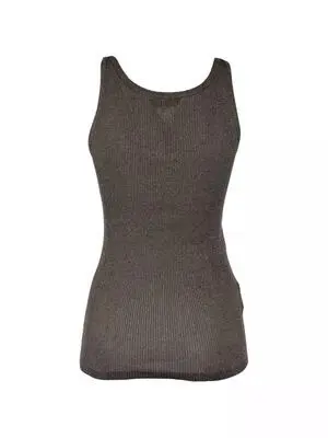 Prada Ribbed Knit Scoop Neck Tank Top - Brown
