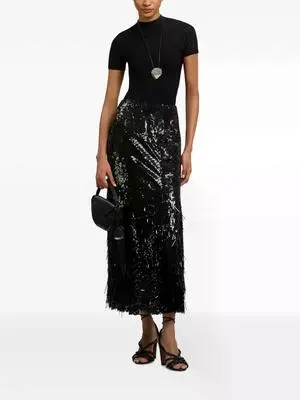 Ralph Lauren Sequin Fringed Midi Skirt
