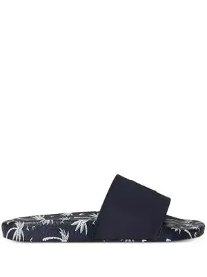 Polo Ralph Lauren Palm-tree-print Pony Slides - Blue
