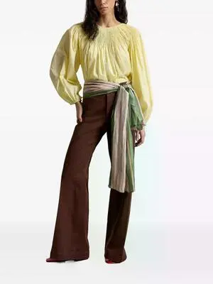 Polo Ralph Lauren Pleated Long-sleeve Blouse - Yellow