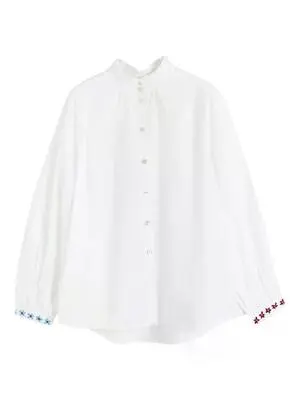 Chinti & Parker Flower-embroidered Shirt - White