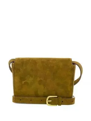 Soeur Mini Bell Suede Buckle Crossbody Bag - Brown