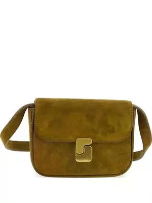 Soeur Suede Buckle Shoulder Bag - Green