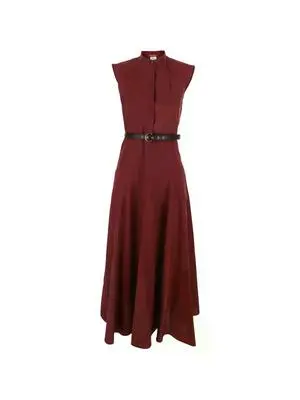 Max Mara A-line Belted Maxi Dress - Red