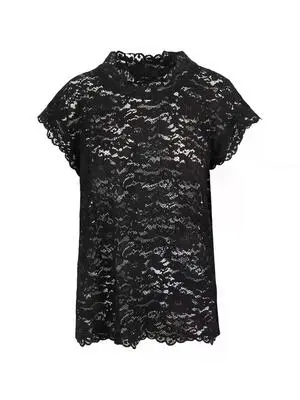 GIANLUCA CAPANNOLO Lace Scalloped Top - Black