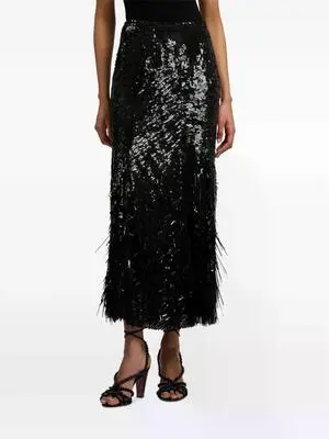 Ralph Lauren Sequin Fringed Midi Skirt