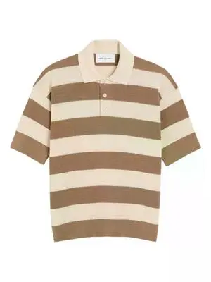Ami De Coeur Striped Crochet Polo Shirt - Neutrals