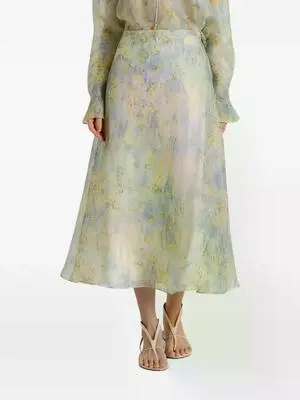 Alberta Ferretti Floral-print A-line Skirt - Yellow
