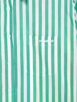 Hunza G Stripe Embroidered Patch Shirt