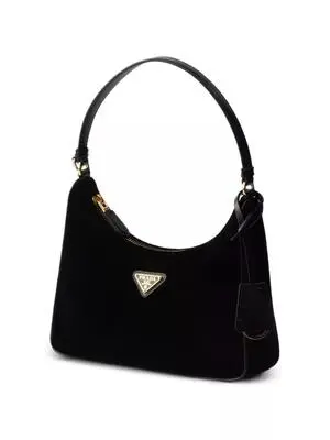 Prada Mini Re-edition 2005 Velvet Shoulder Bag - Black
