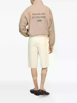 Acne Studios Distressed Denim Shorts With Splash Effect - Neutrals