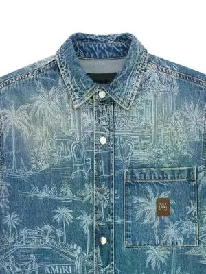 Amiri Palms-print Denim Shirt