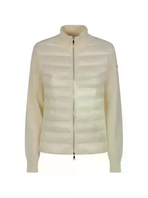Moncler Quilted Knit-panel Zip-up Jacket - White