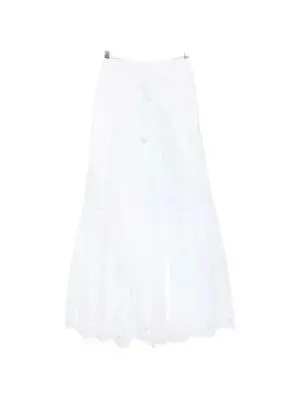 ERMANNO FIRENZE Drawstring Eyelet Skirt - White