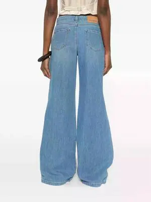 ERMANNO FIRENZE Floral Embroidered Wide Leg Jeans - Blue