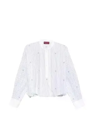 Gucci Striped Embroidery Blouse - White