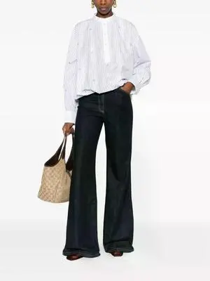 Gucci Striped Embroidery Blouse - White