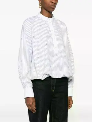Gucci Striped Embroidery Blouse - White