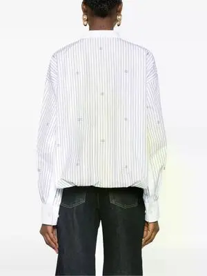 Gucci Striped Embroidery Blouse - White