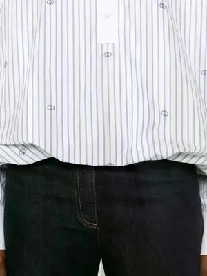 Gucci Striped Embroidery Blouse - White