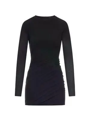 JIL SANDER Long-sleeve Gathered Mini Dress - Black