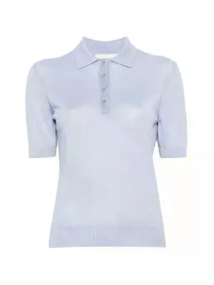 Eric Bompard Buttoned Short-sleeve Polo Top - Blue
