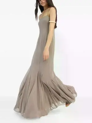 ROTATE BY BIRGER CHRISTENSEN Chiffon Maxi Strap Dress - Grey