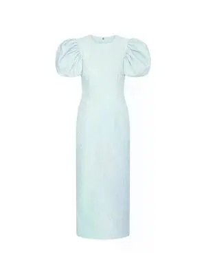 ROTATE BY BIRGER CHRISTENSEN Puff-sleeve Midi Dress - Blue