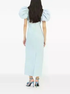 ROTATE BY BIRGER CHRISTENSEN Puff-sleeve Midi Dress - Blue
