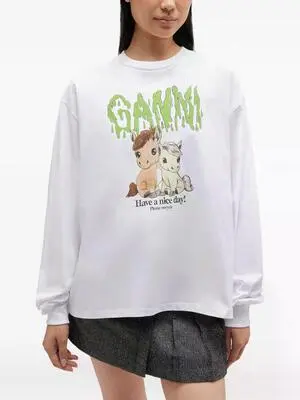 GANNI Graphic Print T-shirt - White