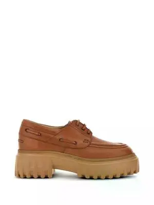 Hogan Lace Up Lug-sole Boat Shoes - Brown