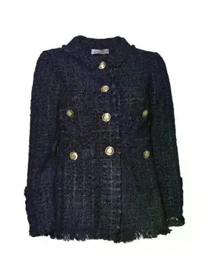 CHARLOTT Frayed Button Jacket - Blue