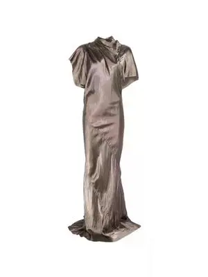 Rick Owens Short-sleeve Draped-design Maxi Dress - Brown