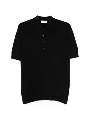 PAOLO PECORA Buttoned Short-sleeve Polo Shirt - Black