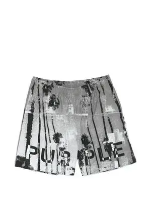 PURPLE BRAND Mirage All Around Palm Print Shorts - Grey