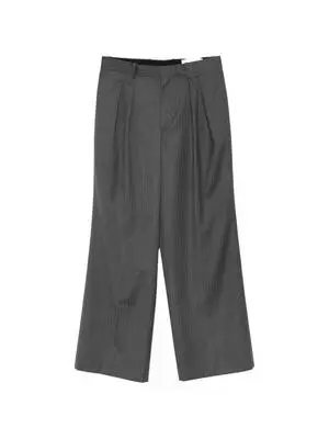 TONYWACK Striped Pleated Tailored Trousers - Grey