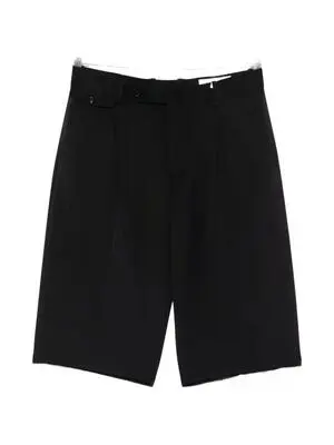 TONYWACK Pleated Frayed Tailored Shorts - Black